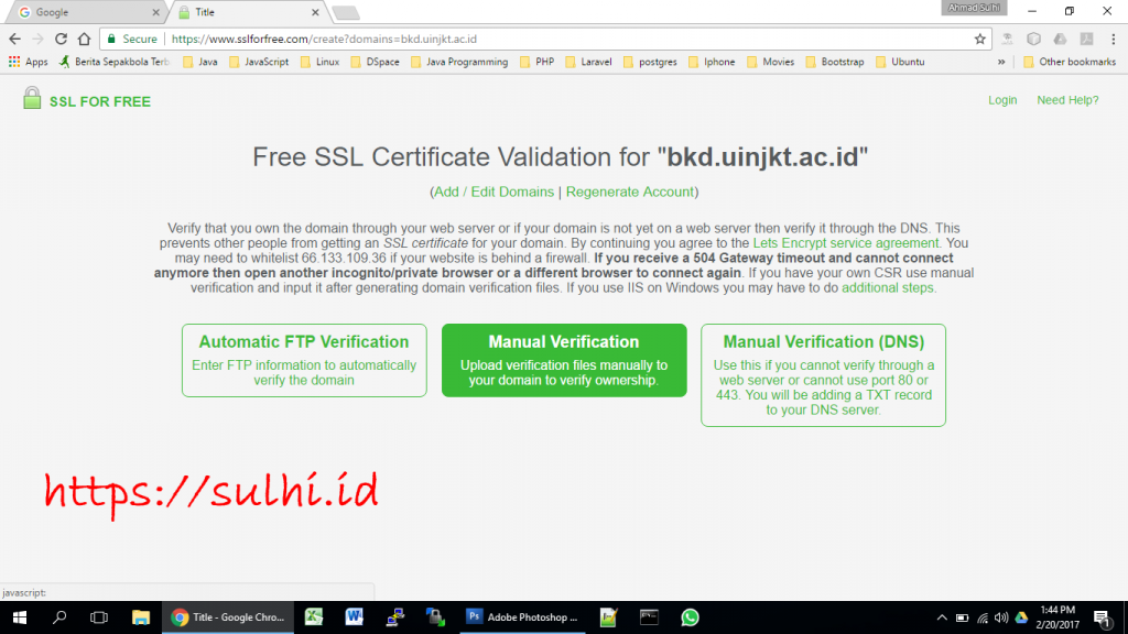 Sulhi.id | » Cara Mudah Mendapatkan SSL Gratis » Cara Mudah Mendapatkan ... Sulhi.id | » Cara Mudah Mendapatkan SSL Gratis » Cara Mudah Mendapatkan ...